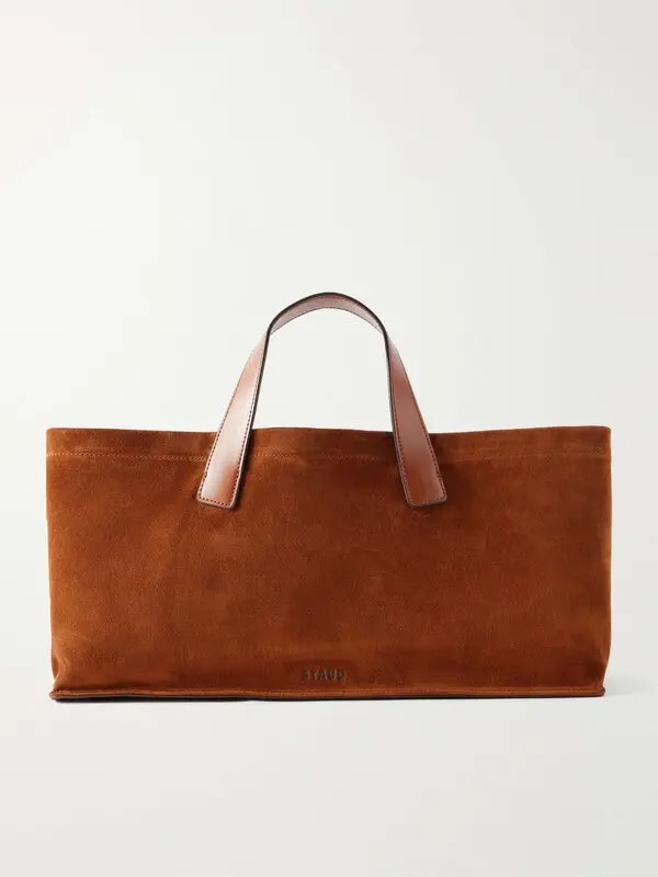 Staud Port Leather-trimmed Suede Tote