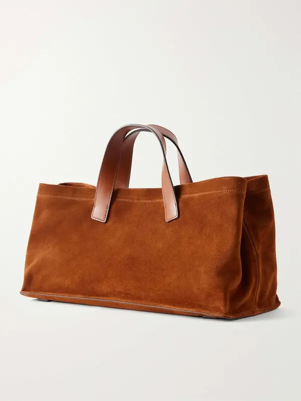Staud Port Leather-trimmed Suede Tote