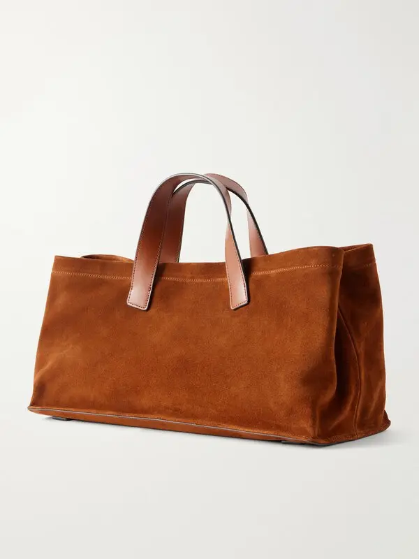 Staud Port Suede Tote Bag With Leather Trim