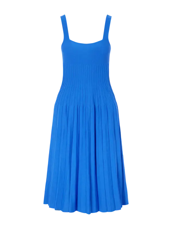 Staud Ellison Pleated Knit Midi Dress - Blue