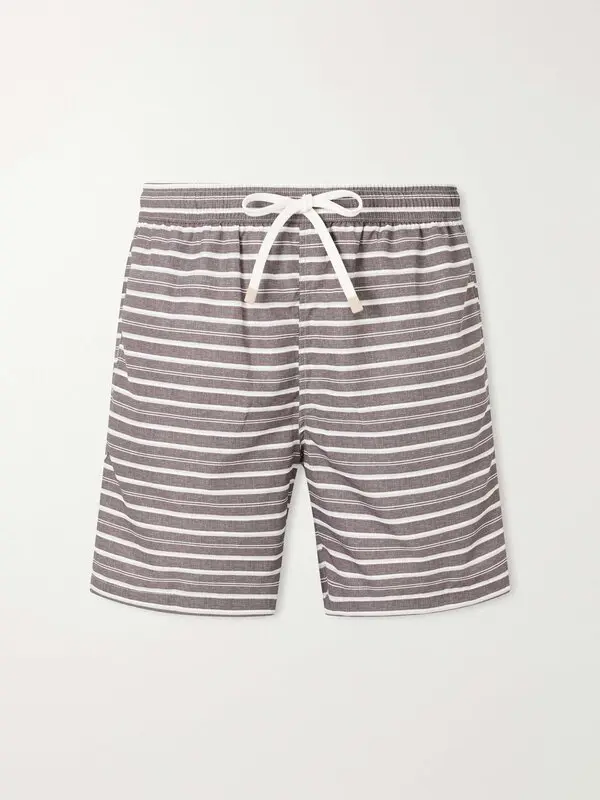 Eleventy Straight-leg Striped Swim Shorts - Brown