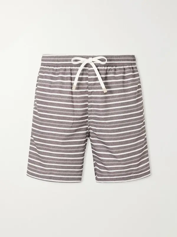 Eleventy Straight-leg Striped Swim Shorts - Brown