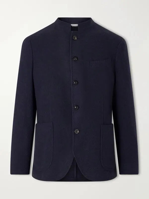 Boglioli Wool-blend Twill Nehru Collar Jacket