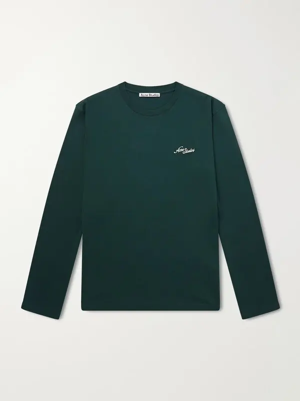 Acne Studios Logo-embroidered Cotton-jersey T-shirt - Green