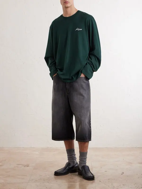 Acne Studios Logo-embroidered Cotton-jersey T-shirt - Green