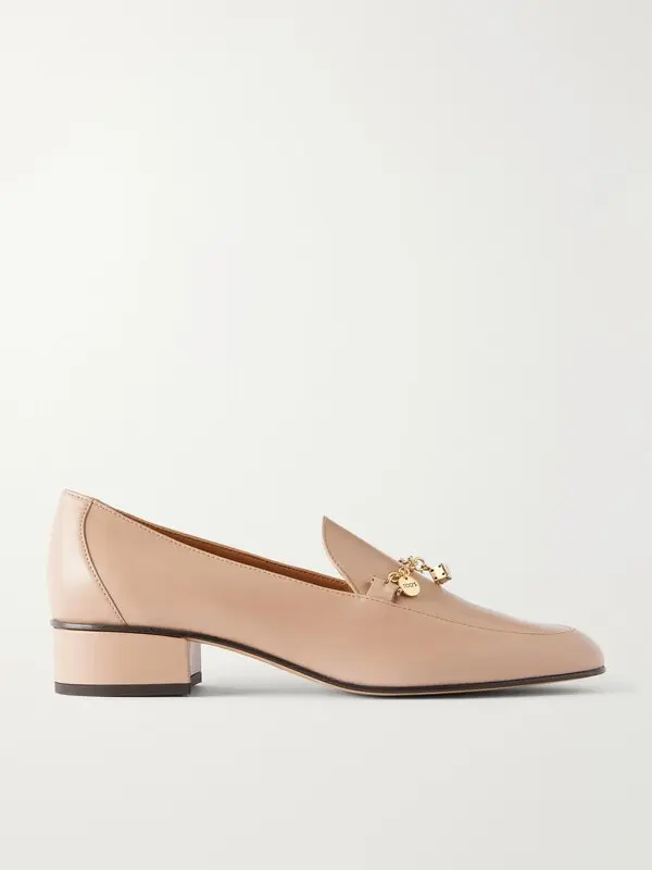TOD'S Embellished Leather Loafers - Neutrals