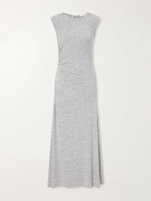 Proenza Schouler White Label Mimi Ruched Crepe-jersey Maxi Dress - Light Gray