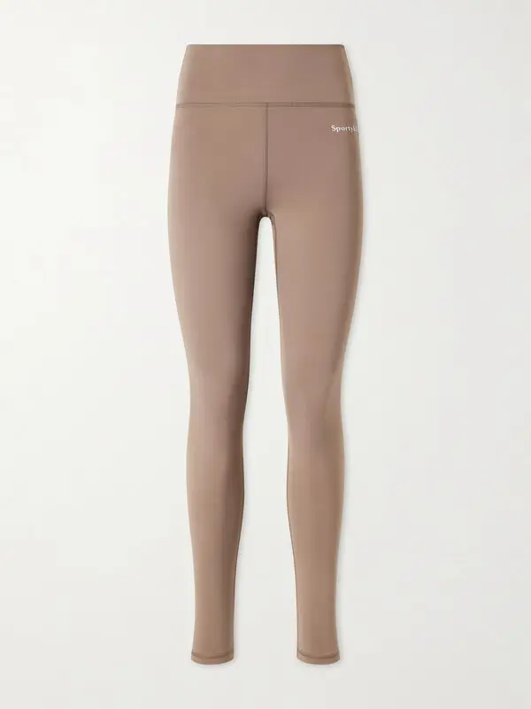 Sporty & Rich Logo-print Stretch-jersey High-rise Leggings - Neutrals