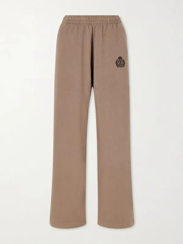 Sporty & Rich Cotton-jersey Wide-leg Sweatpants - Neutrals