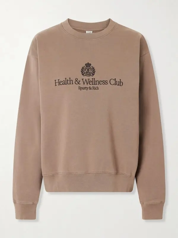 SPORTY & RICH Logo-embroidered Cotton-jersey Sweatshirt