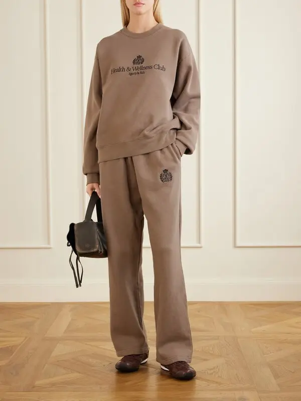 SPORTY & RICH Logo-embroidered Cotton-jersey Sweatshirt