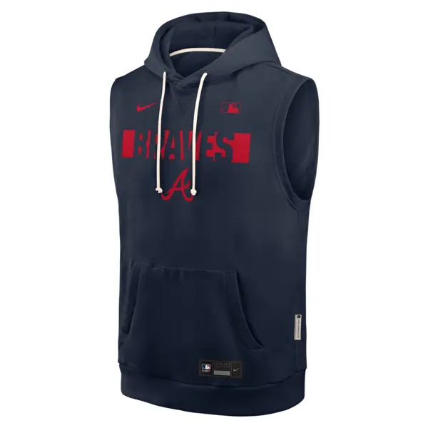 Nike Atlanta Braves Authentic Collection Standard Issue Dri-fit Mlb Sleeveless Pullover Hoodie - Blue
