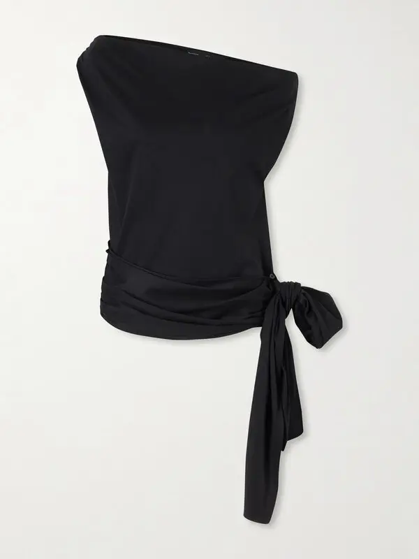 Proenza Schouler Zafira Asymmetric Bow Detail Cotton-jersey Blouse - Black