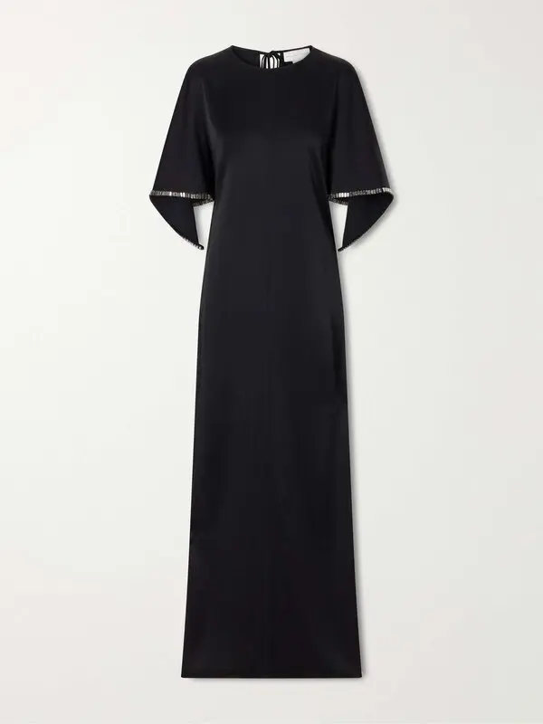 Stella McCartney Embellished Satin Maxi-dress - Black