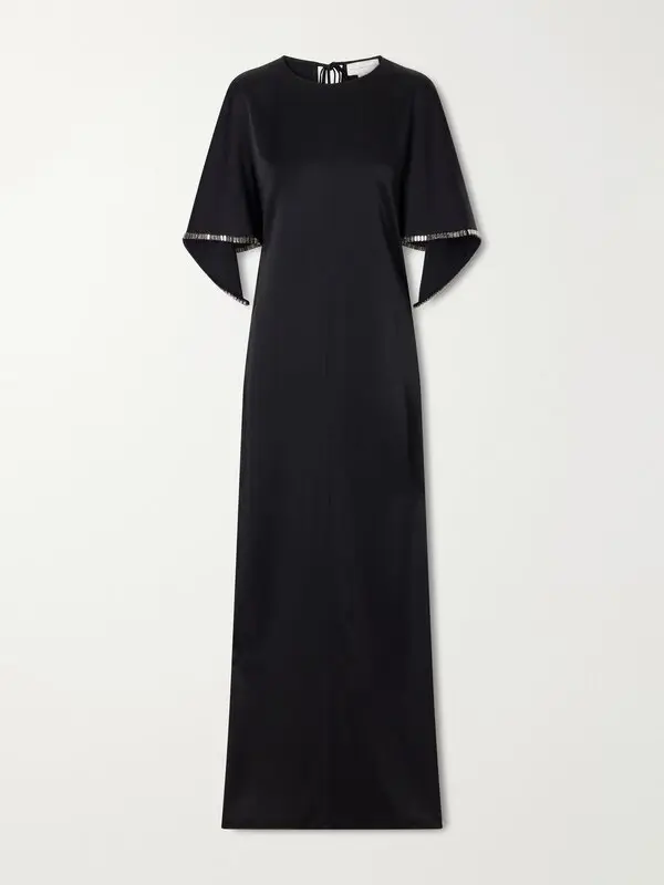 Stella McCartney Embellished Satin Maxi Dress - Black