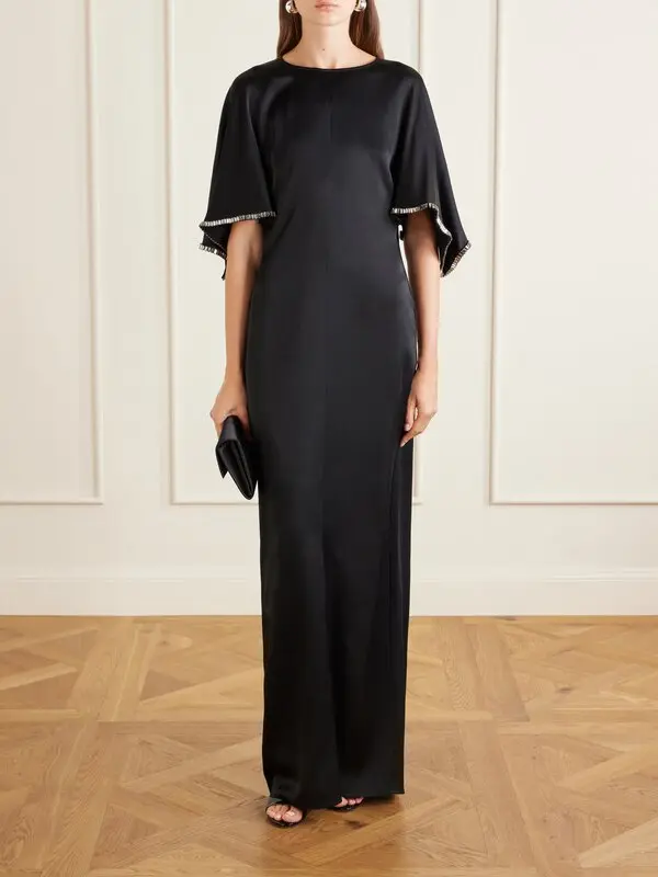 Stella McCartney Embellished Satin Maxi Dress - Black