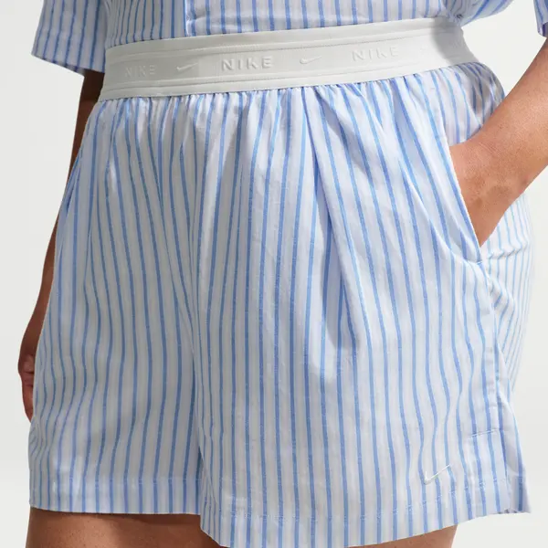 Nike Chill Poplin Loose Mid-rise Striped Shorts - Blue