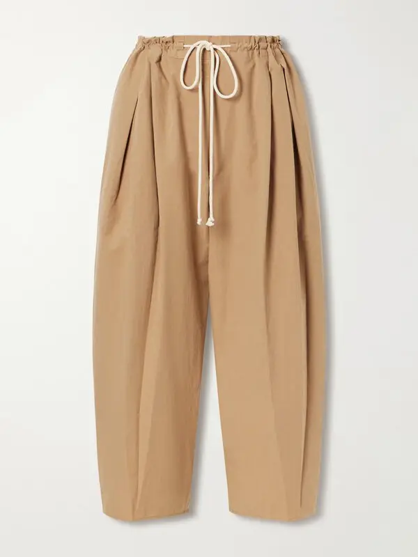 Maria Mcmanus Organic Cotton Poplin Wide-leg Pants With Drawstring Waist - Neutrals