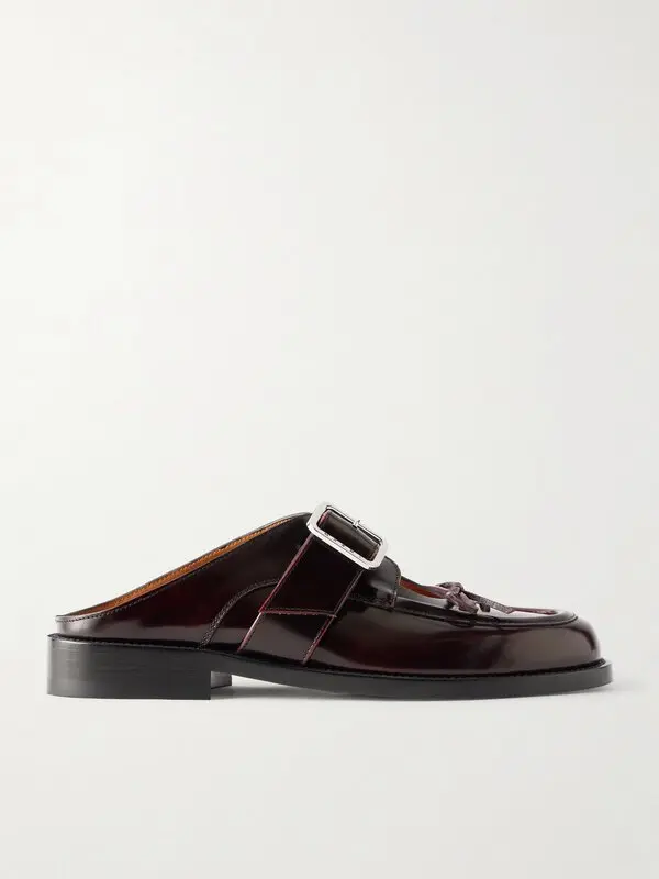 Marni Leather Slip-on Sabots With Buckle Detail - Red