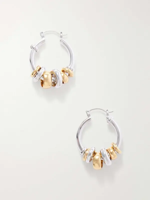 LAURA LOMBARDI Radda Gold And Silver-toned Bead-embellished Hoop Earrings - Multi