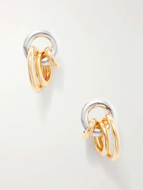 LAURA LOMBARDI Aria Two Tone Gold And Silver-toned Hoop Earrings - Multi