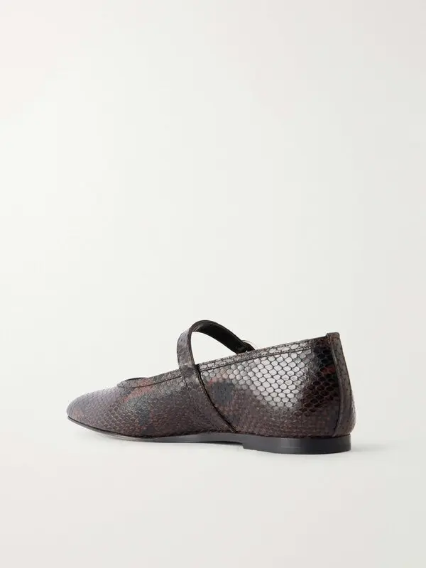Le Monde Beryl Mary Jane Snake-effect Leather Ballet Flats
