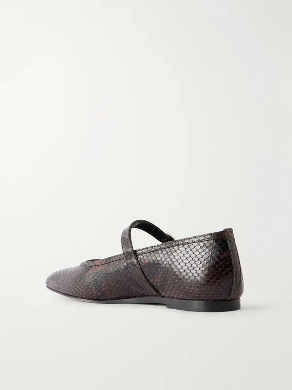 Le Monde Beryl Mary Jane Snake-effect Leather Ballet Flats