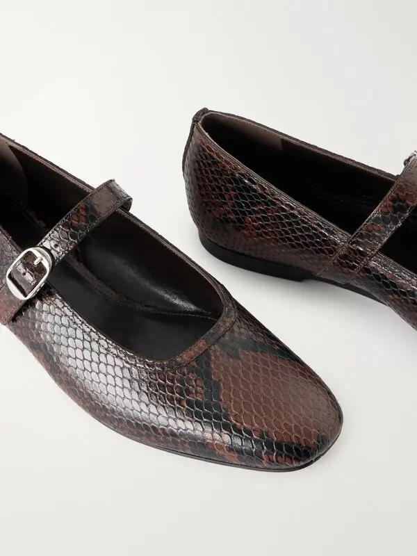 Le Monde Beryl Mary Jane Snake-effect Leather Ballet Flats - Snake Print