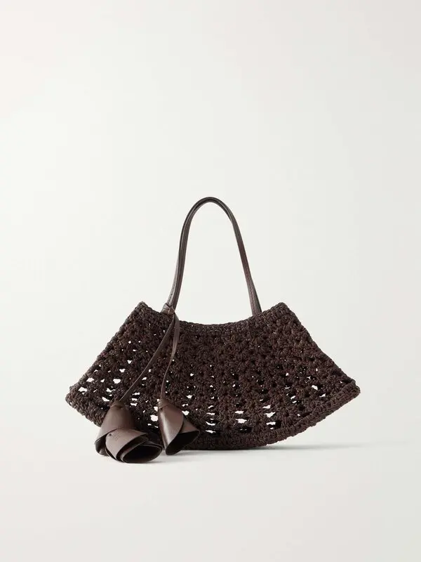 Magda Butrym Maya Mini Leather-trimmed Crocheted Shoulder Bag - Brown