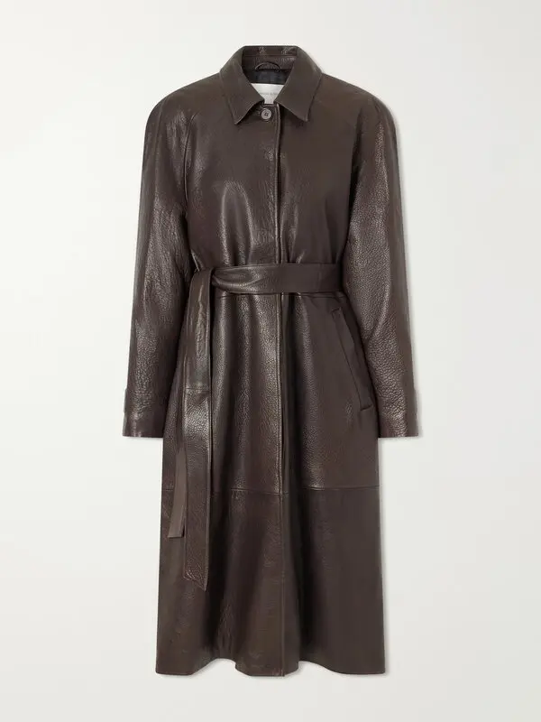 Magda Butrym Belted Leather Trench Coat - Brown