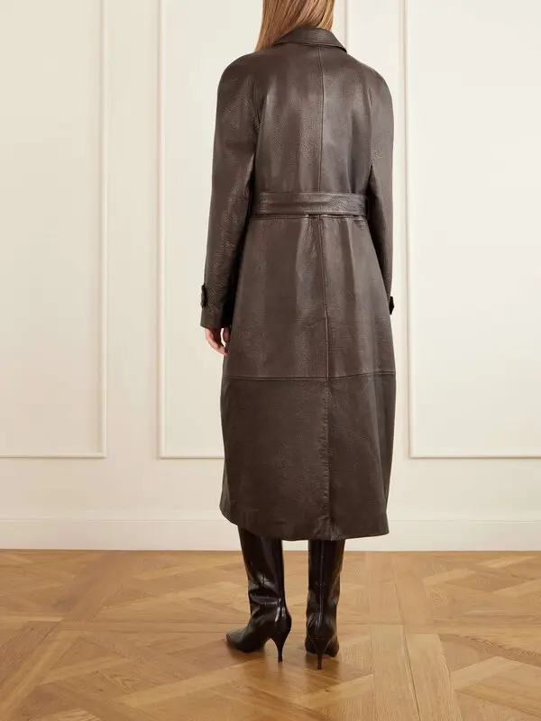 Magda Butrym Belted Leather Trench Coat