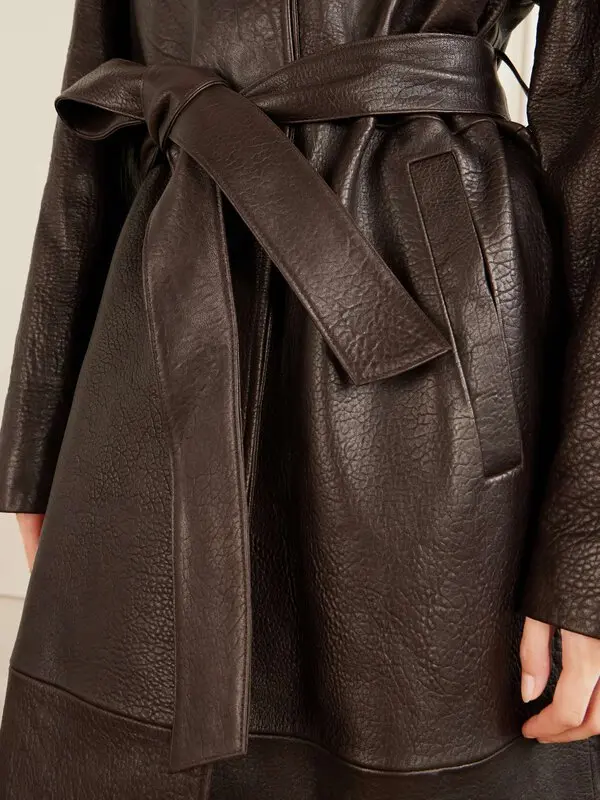 Magda Butrym Belted Leather Trench Coat