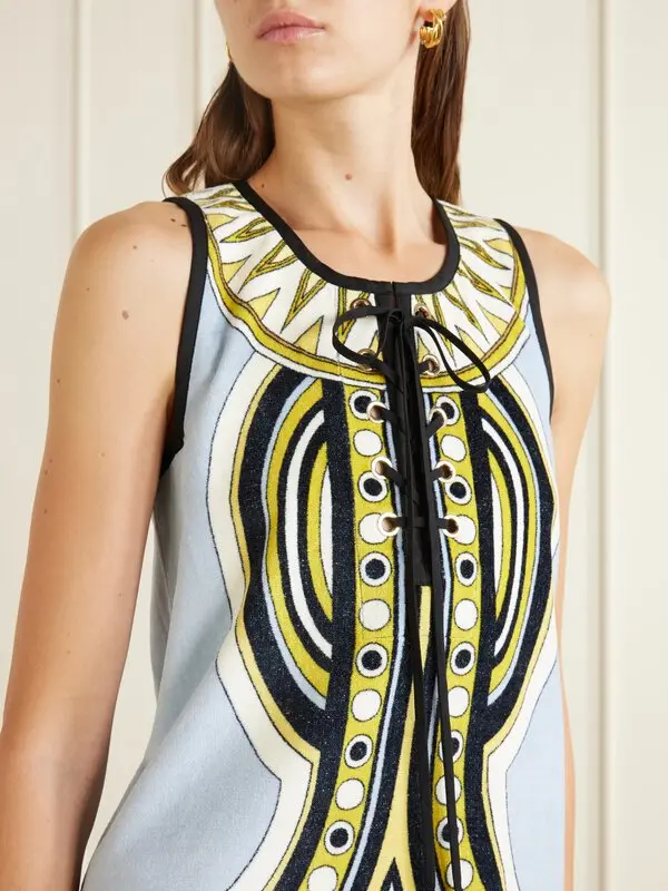 La DoubleJ Totem Printed Cotton Mini Dress - Blue