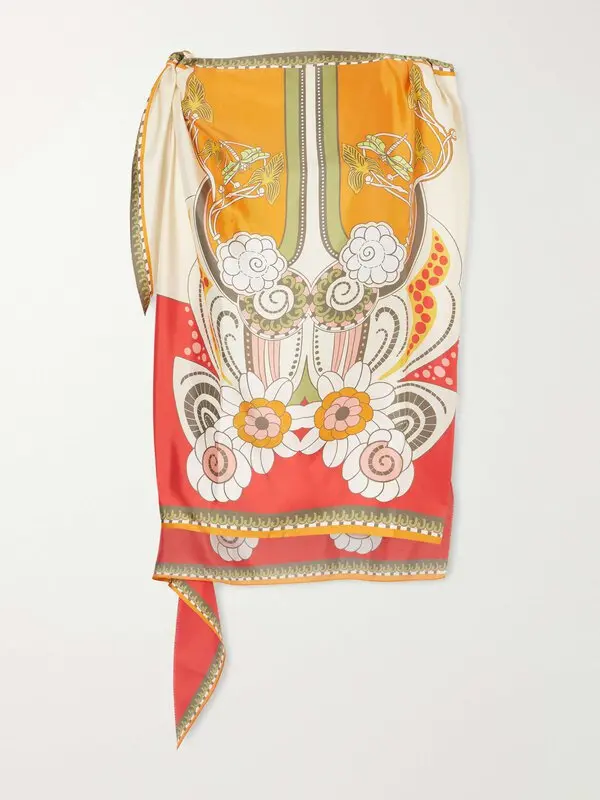 La DoubleJ Full On Foulard Printed Silk Top