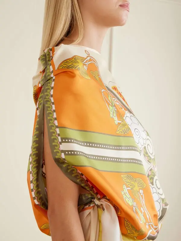 La DoubleJ Full On Foulard Printed Silk Top