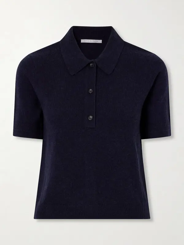 Maria Mcmanus Cashmere And Cotton-blend Polo Shirt - Blue