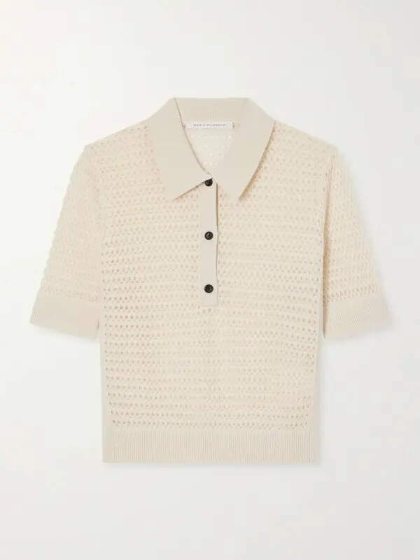 Maria Mcmanus Cashmere And Cotton-blend Crocheted Polo Shirt