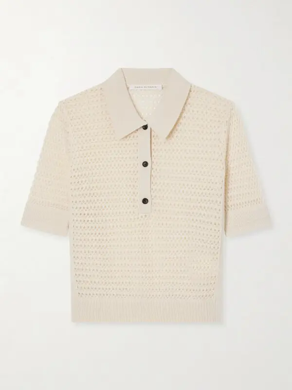 Maria Mcmanus Cashmere And Cotton-blend Crocheted Polo Shirt