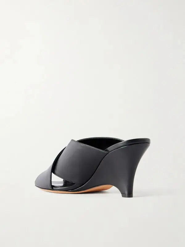 Le Monde Beryl Luca 70 Leather Wedge Sandals - Black