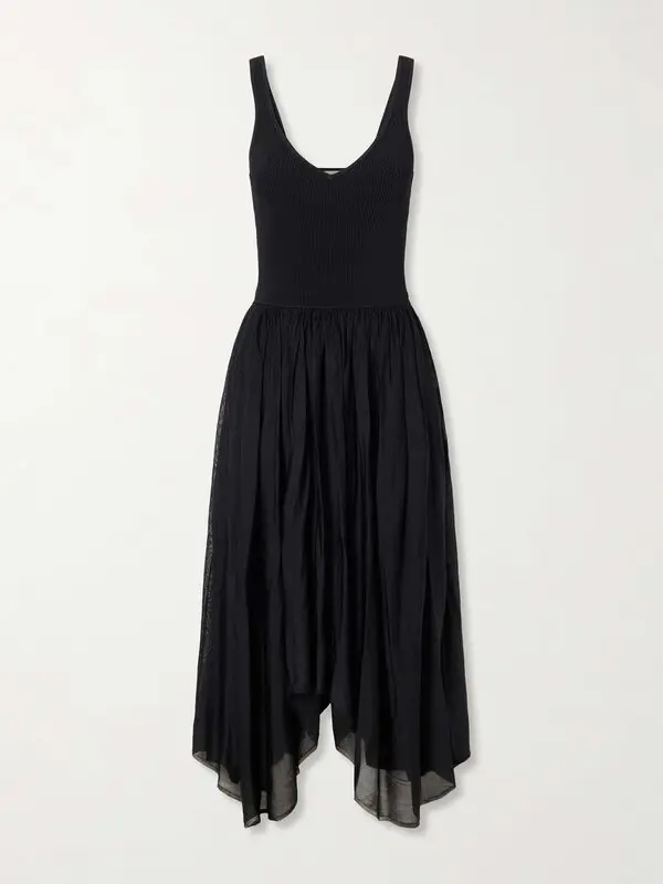 Maria Mcmanus Wave Ribbed-corset Knitted Midi Dress