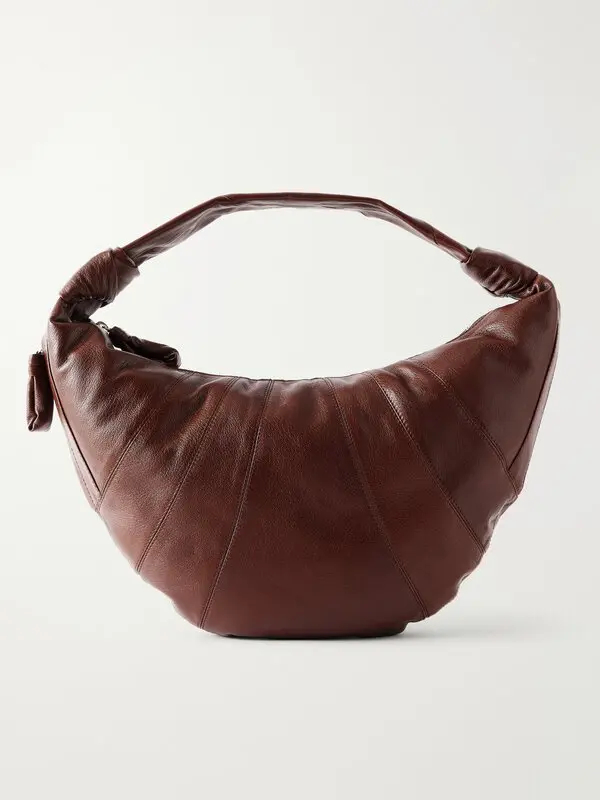 LEMAIRE Croissant Paneled Leather Shoulder Bag - Brown