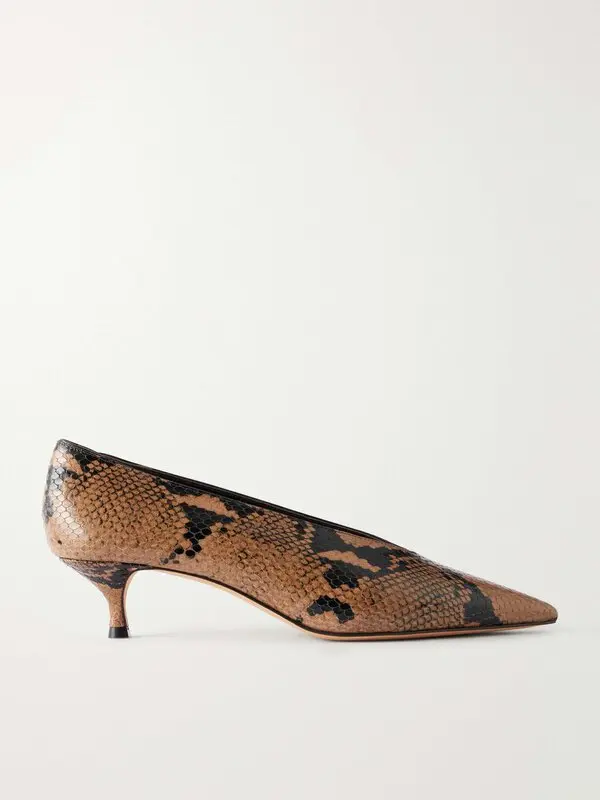Le Monde Beryl Babouche 40 Snake-effect Leather Pumps