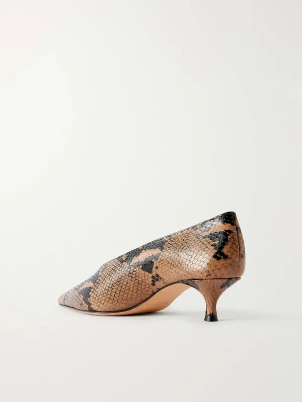 Le Monde Beryl Babouche 40 Snake-effect Leather Pumps