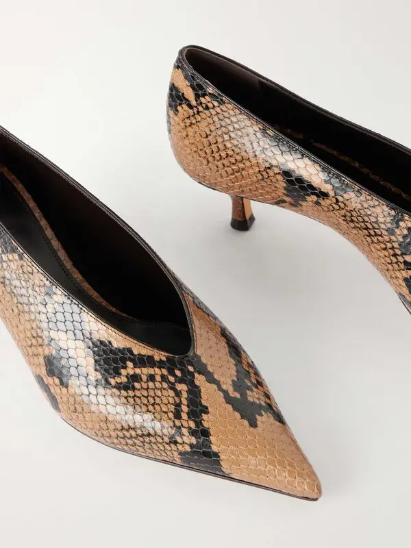 Le Monde Beryl Babouche 40 Snake-effect Leather Pumps