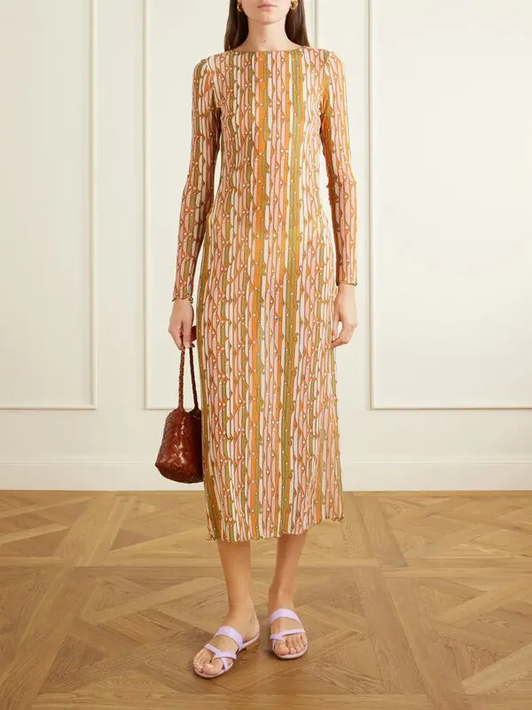 La DoubleJ Slinky Swing Printed Midi Dress - Pink