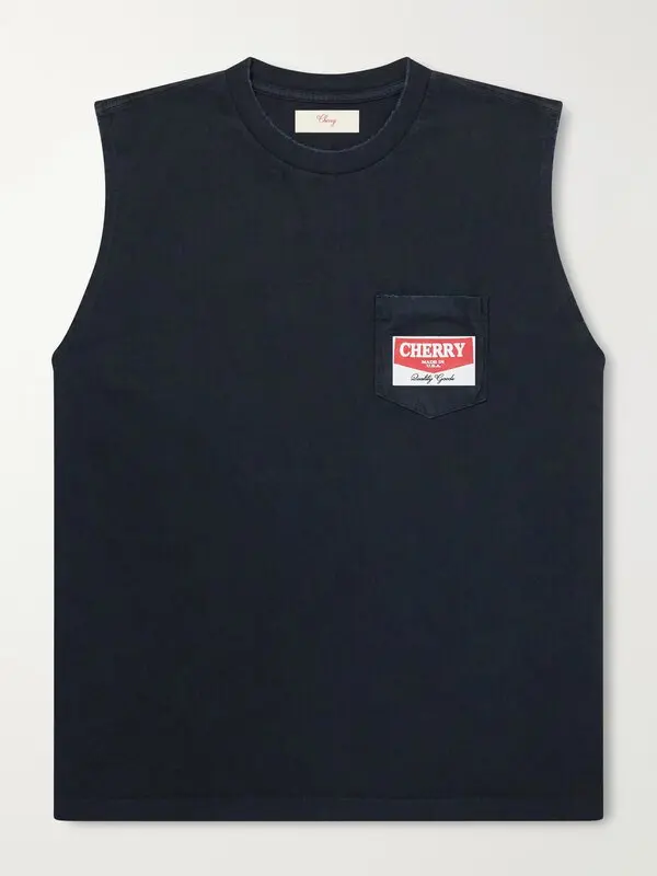 CHERRY LOS ANGELES Logo-printed Distressed Cotton-jersey Tank Top - Black