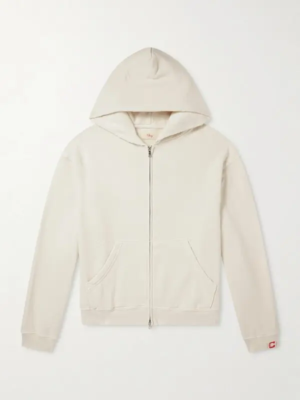 CHERRY LOS ANGELES Distressed Cotton-fleece Zip-up Hoodie