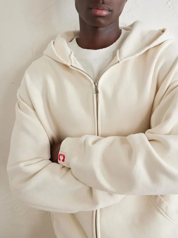 CHERRY LOS ANGELES Distressed Cotton-fleece Zip-up Hoodie