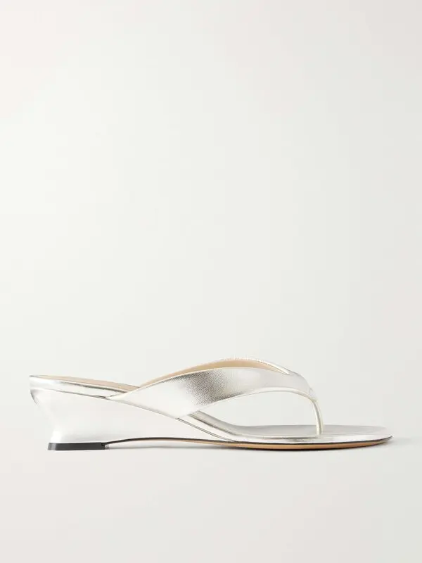 Le Monde Beryl Metallic Leather Wedge Sandals