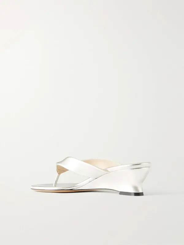 Le Monde Beryl Metallic Leather Wedge Sandals